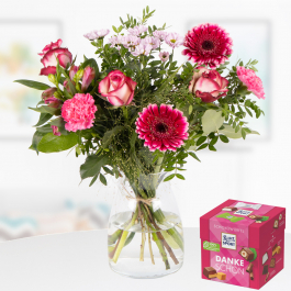 Flower Bouquet Carlotta + Chocolate Cube Thank you