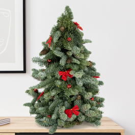 Decorated Christmas Tree with Red Baubles and Bows
